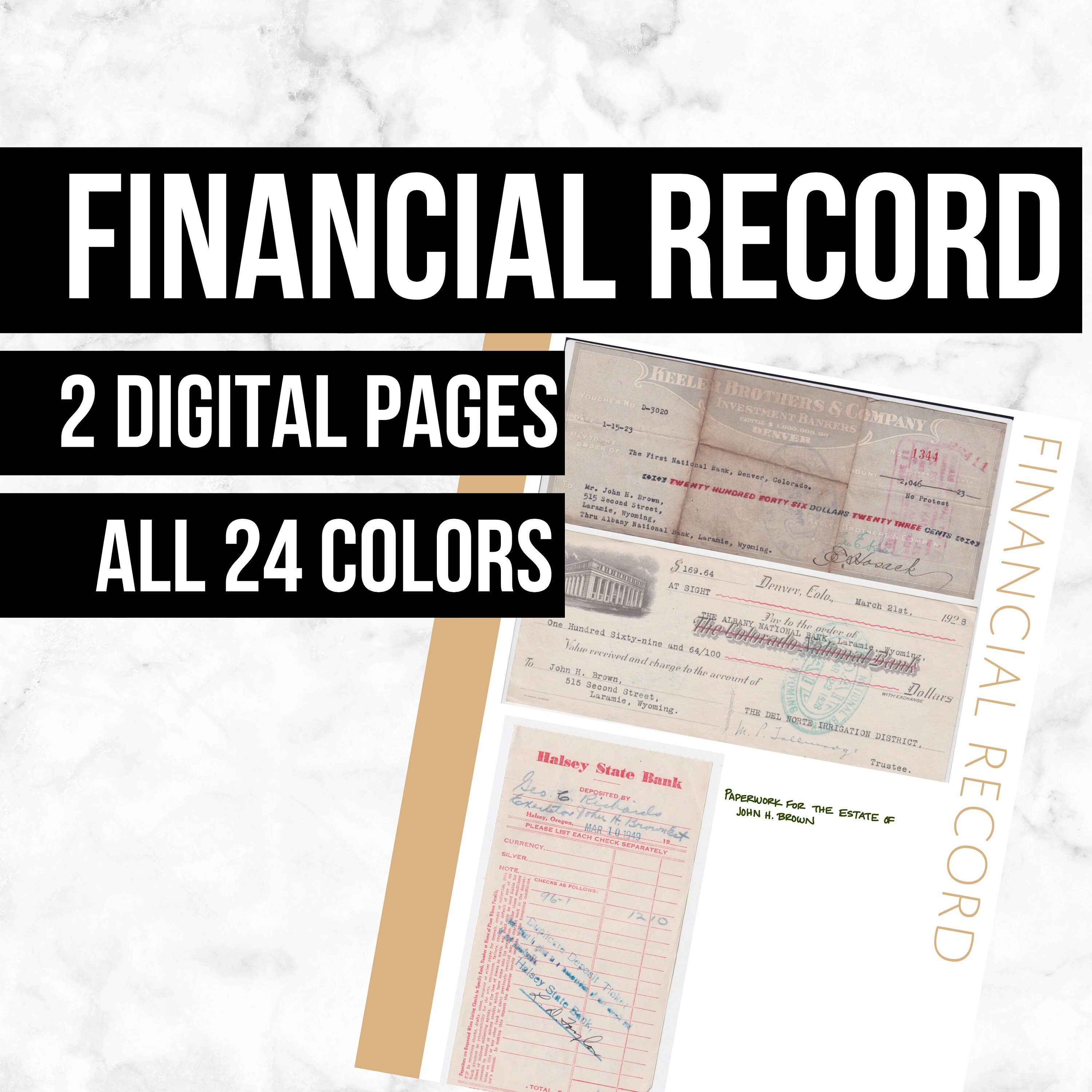 Financial Record Page: Printable Genealogy Form digital - Etsy