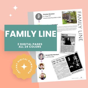 Family Line: Printable Genealogy Form digital Download Family Tree ...