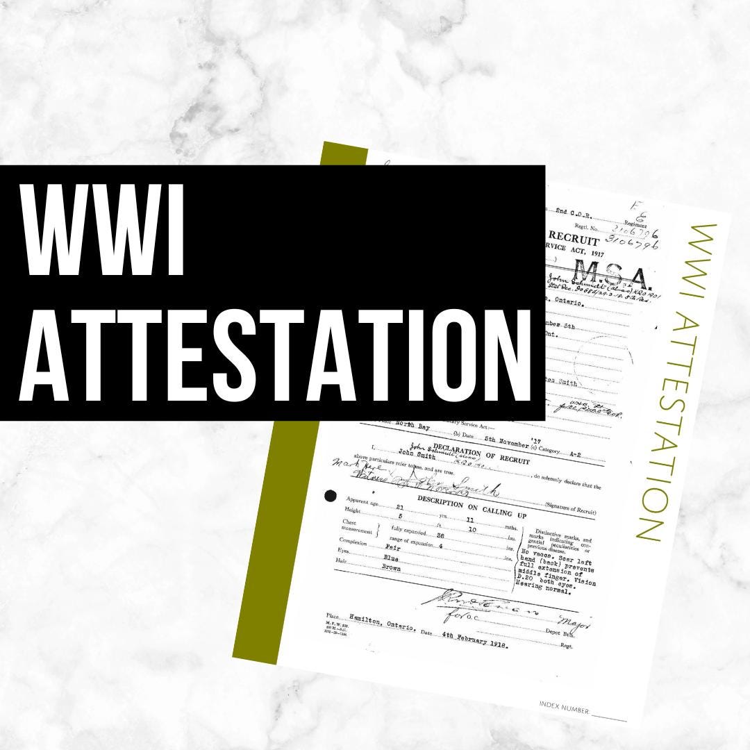 WWI Attestation: Printable Genealogy Forms digital Download Family Tree ...