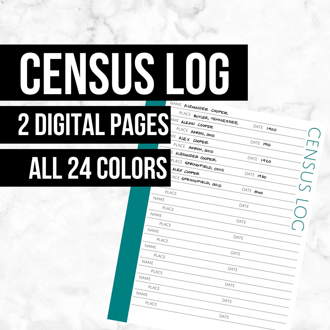 Census Log: Printable Genealogy Form (digital Download) - Family Tree ...