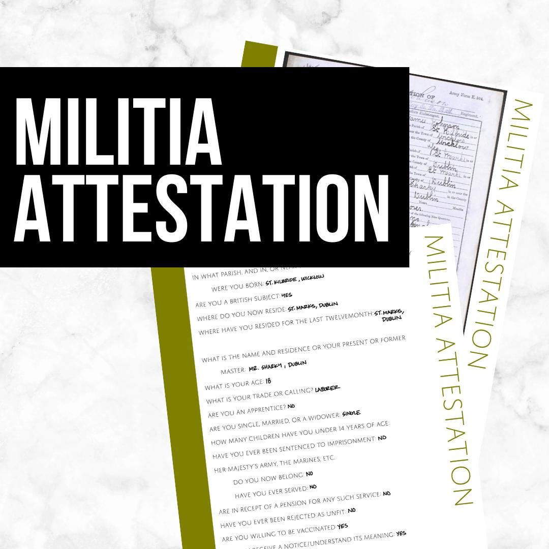 Militia Attestation: Printable Genealogy Forms digital Download Family ...