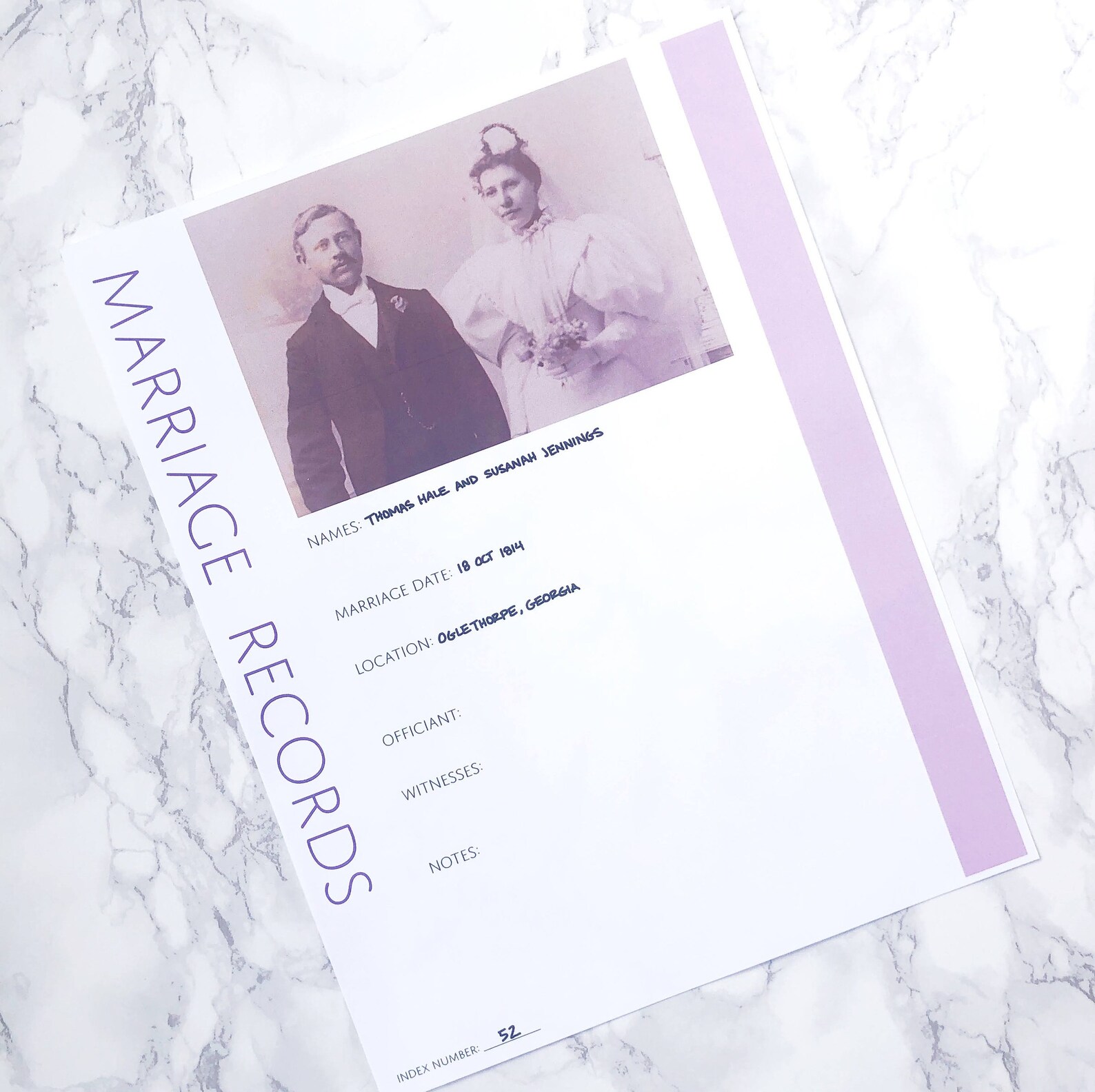 Marriage Records: Printable Family History Form for Genealogy - Etsy