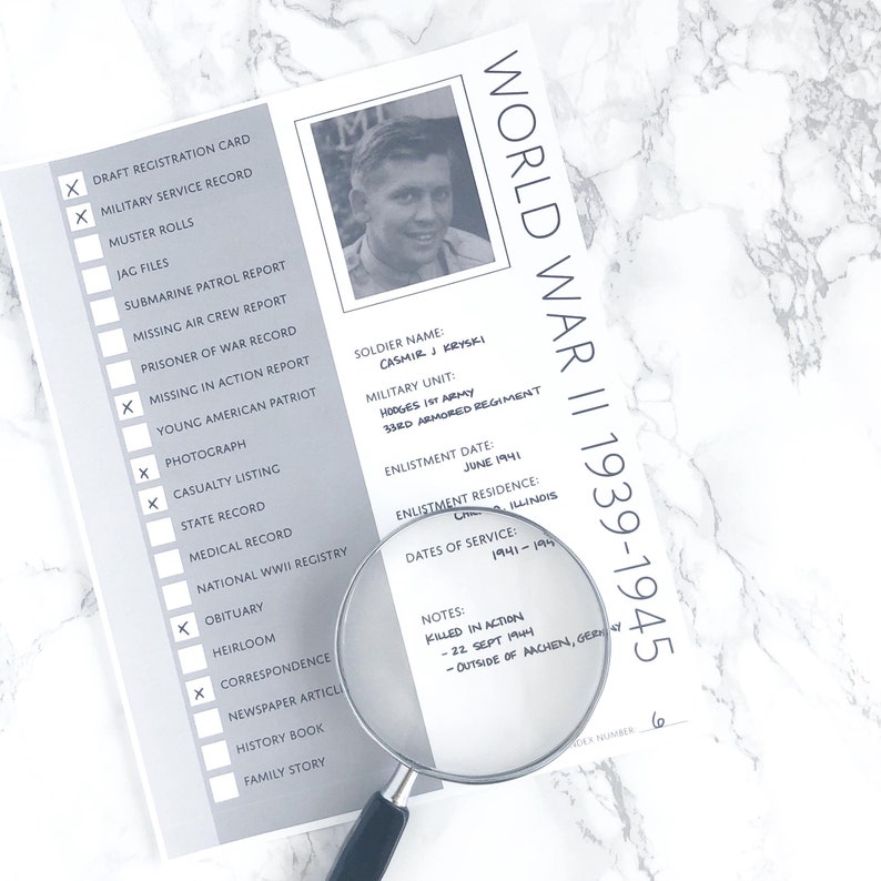 World War Two Bundle: Printable Genealogy Forms digital - Etsy