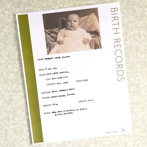 Birth Records: Printable Ancestry Form for Genealogy (digital Download ...