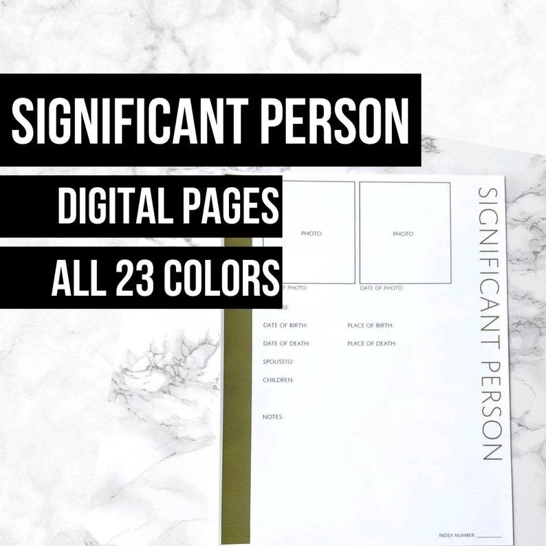 Significant Person: Printable Genealogy Form digital Download Family ...