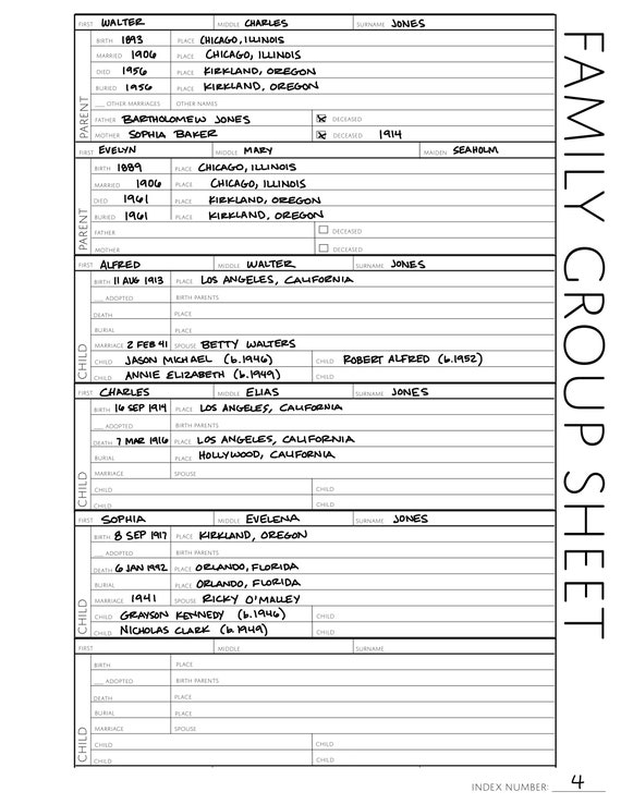 Individual Genealogy Worksheets Forms