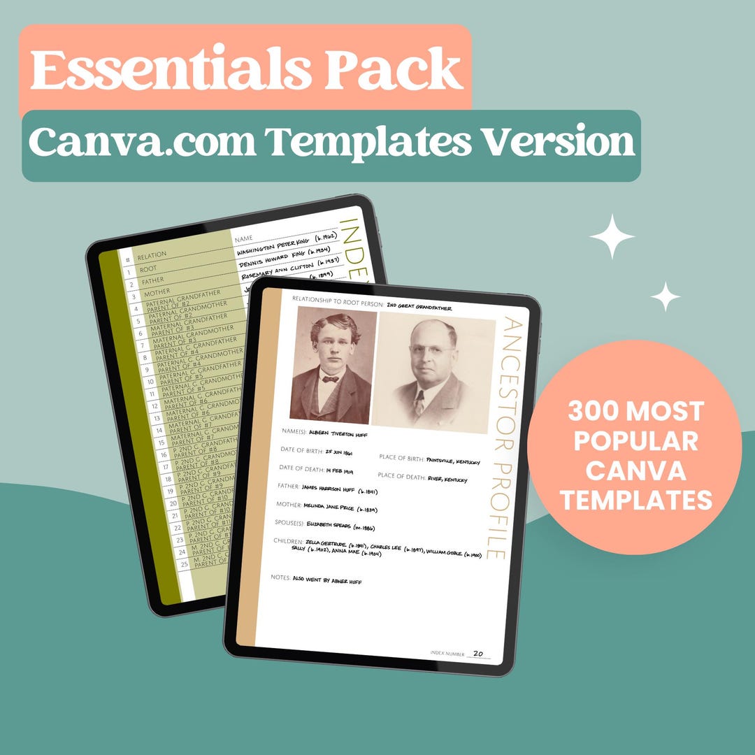 Family History Essentials Pack: Genealogy Canva Templates (digital ...