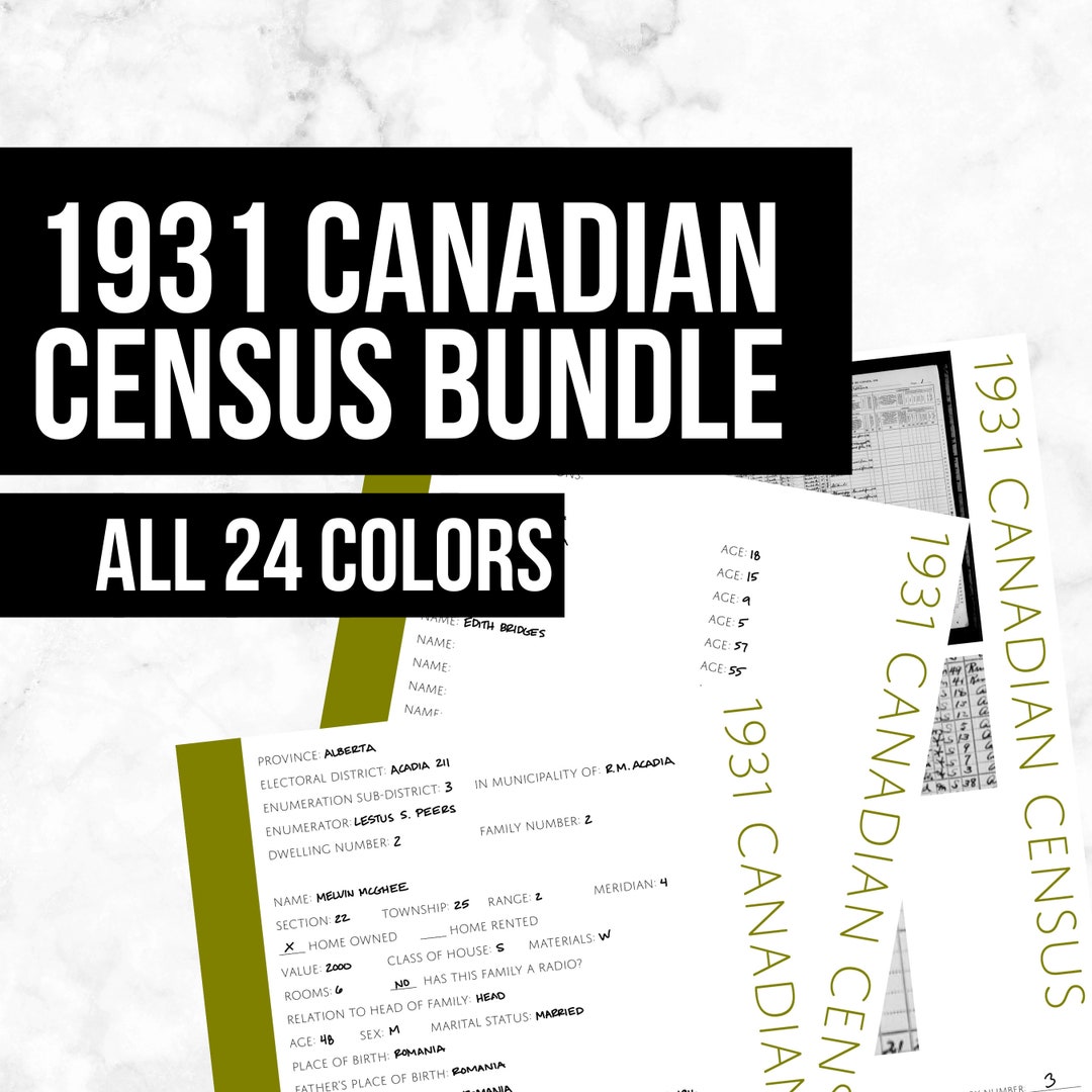 1931 Canadian Census Bundle: Printable Genealogy Forms - Etsy
