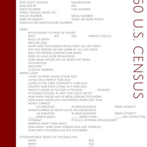 1950 Census Bundle: Printable Genealogy Forms (digital Download ...