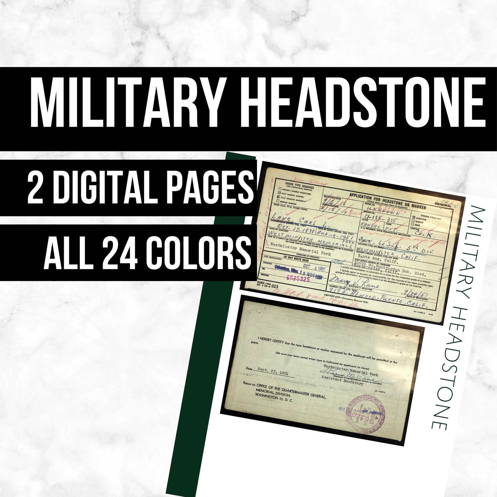 Military Headstone: Printable Genealogy Form digital - Etsy