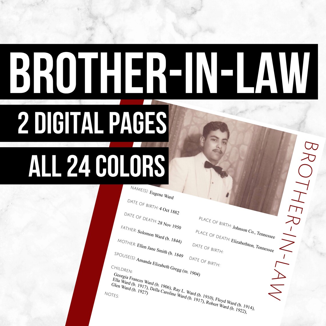 Brother-in-law: Printable Genealogy Form digital Download - Etsy