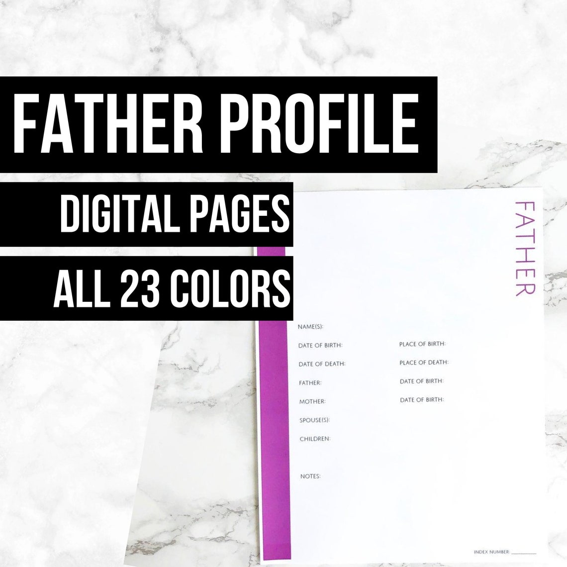 Father Profile Page With No Photo Frame: Printable Genealogy Form ...