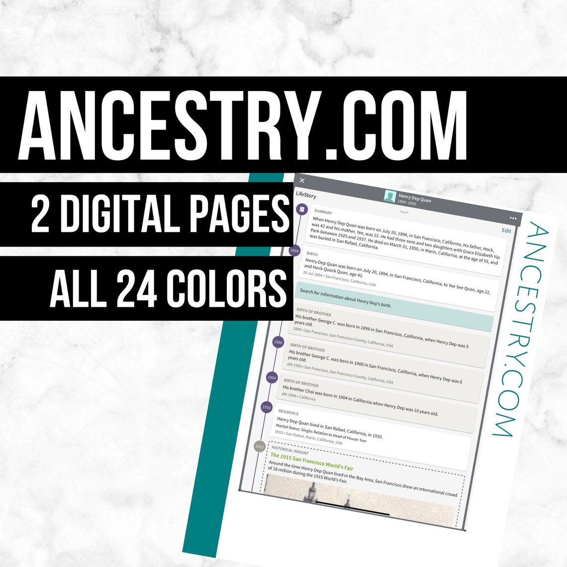 Ancestry.com: Printable Genealogy Form digital Download - Etsy Canada