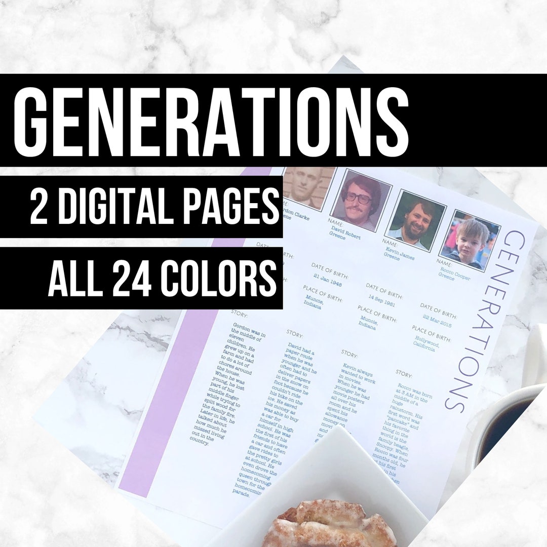 Generations: Printable Genealogy Form digital Download - Etsy
