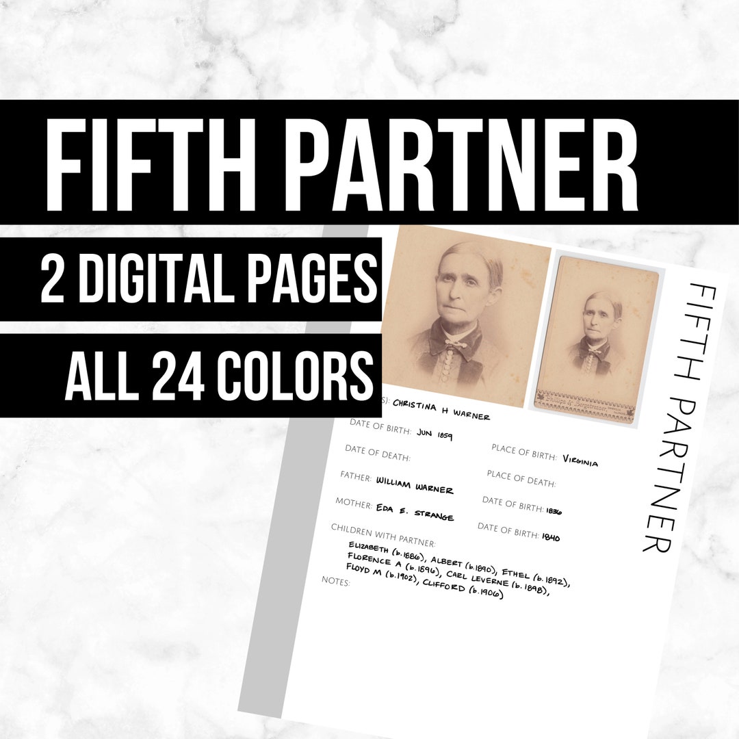 Fifth Partner: Printable Genealogy Page digital Download Family Tree ...