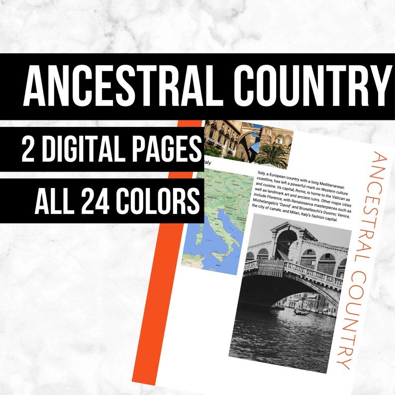 Ancestral Country Page: Printable Genealogy Form digital - Etsy