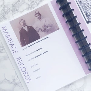 Marriage Records: Printable Family History Form for Genealogy (digital ...