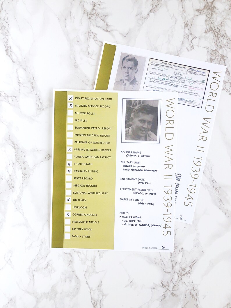 World War Two Bundle: Printable Genealogy Forms Digital | Etsy