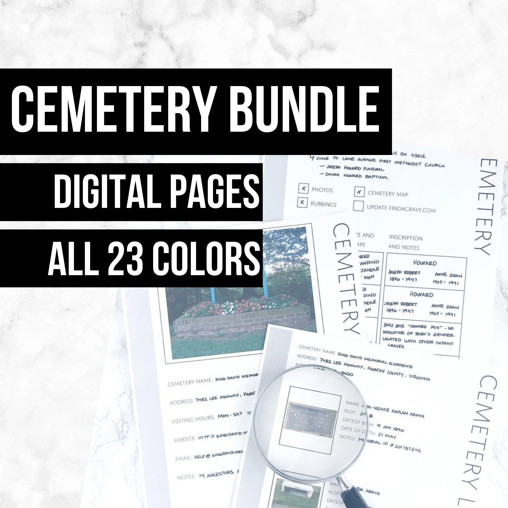 Cemetery Bundle: Printable Genealogy Forms for Family History Research ...
