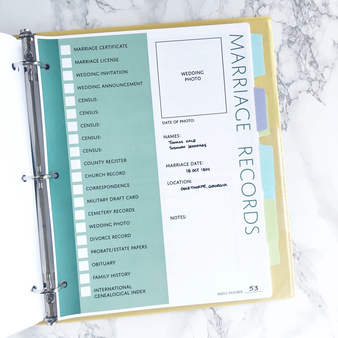 Marriage Records: Printable Family History Form for Genealogy - Etsy