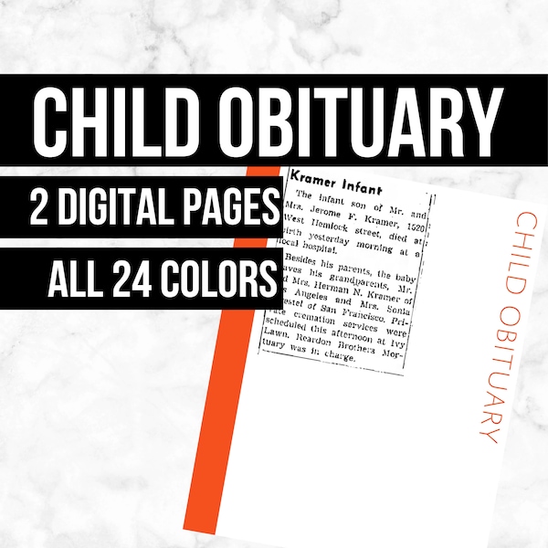 Child Obituaries - Etsy
