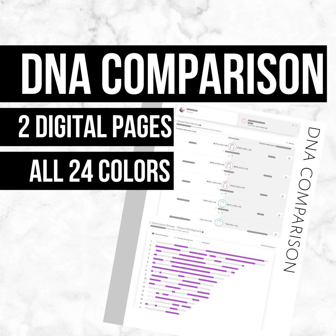 DNA Comparison Page: Printable Genealogy Forms digital Download Family ...