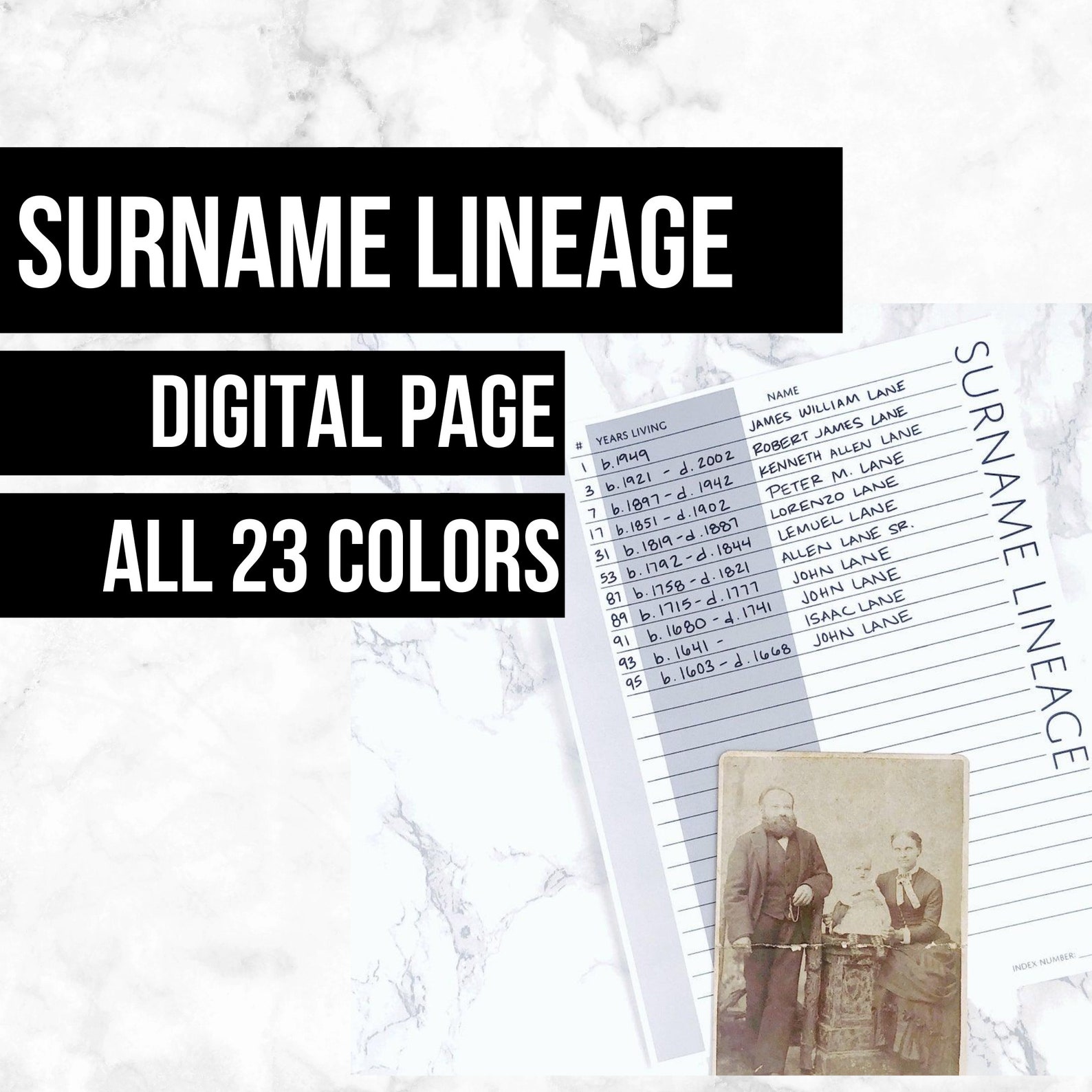 Genealogy Pages: Surname Lineage Family Tree Notebooks | Etsy