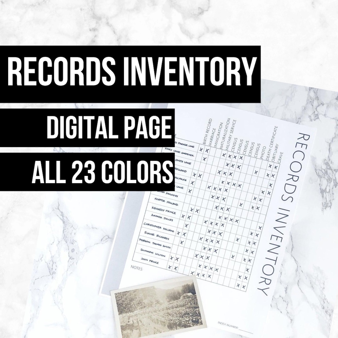 Family Tree Records Inventory: Printable Genealogy Form (digital ...