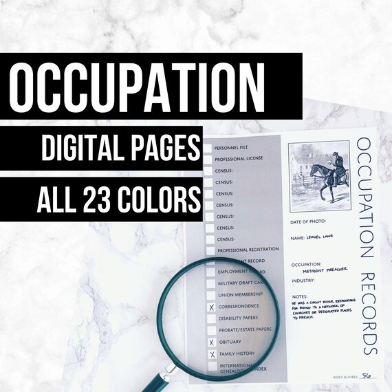 Ancestor Occupation Records: Printable Genealogy Form for | Etsy