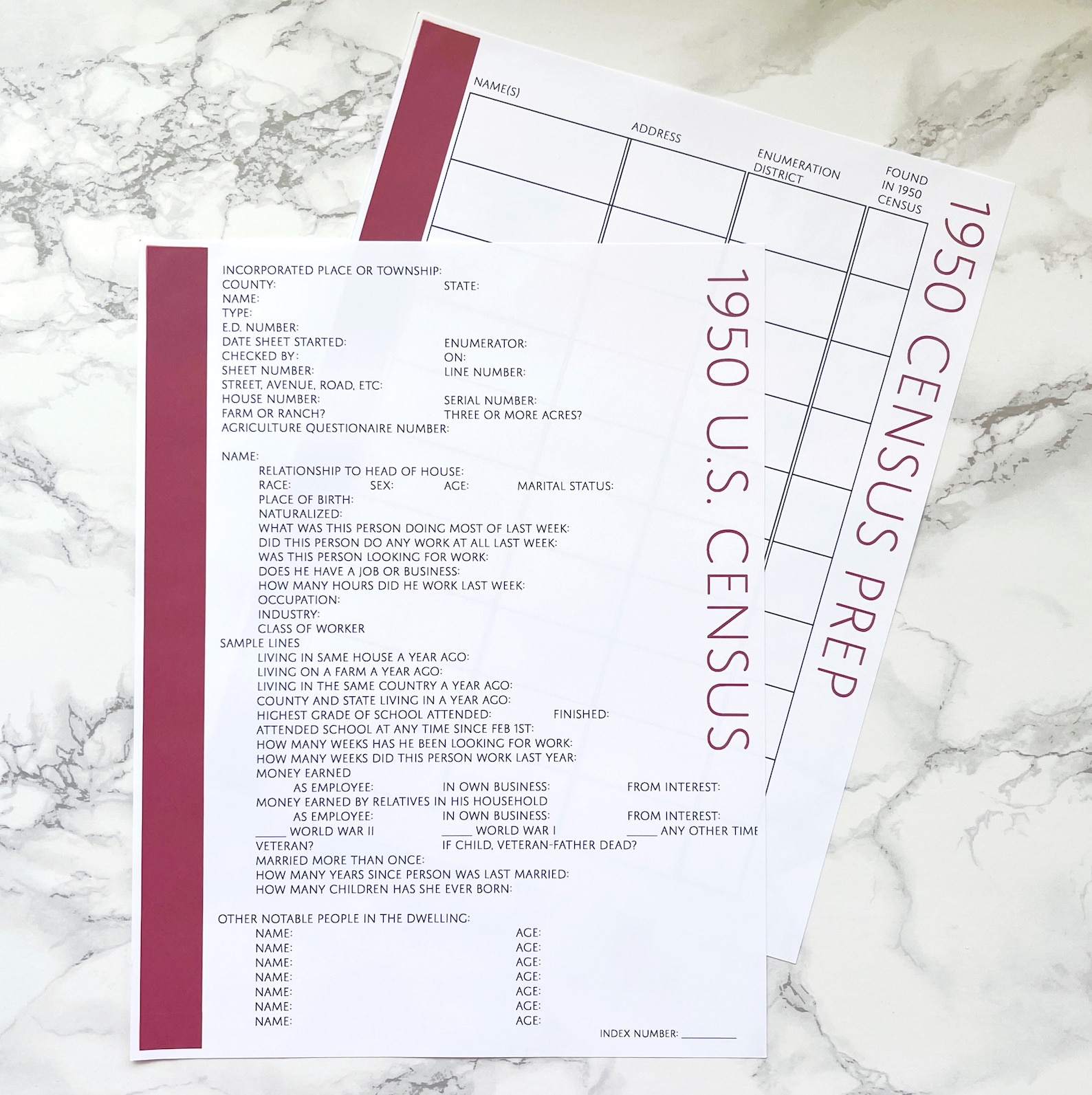 1950 Census Bundle: Printable Genealogy Forms digital - Etsy