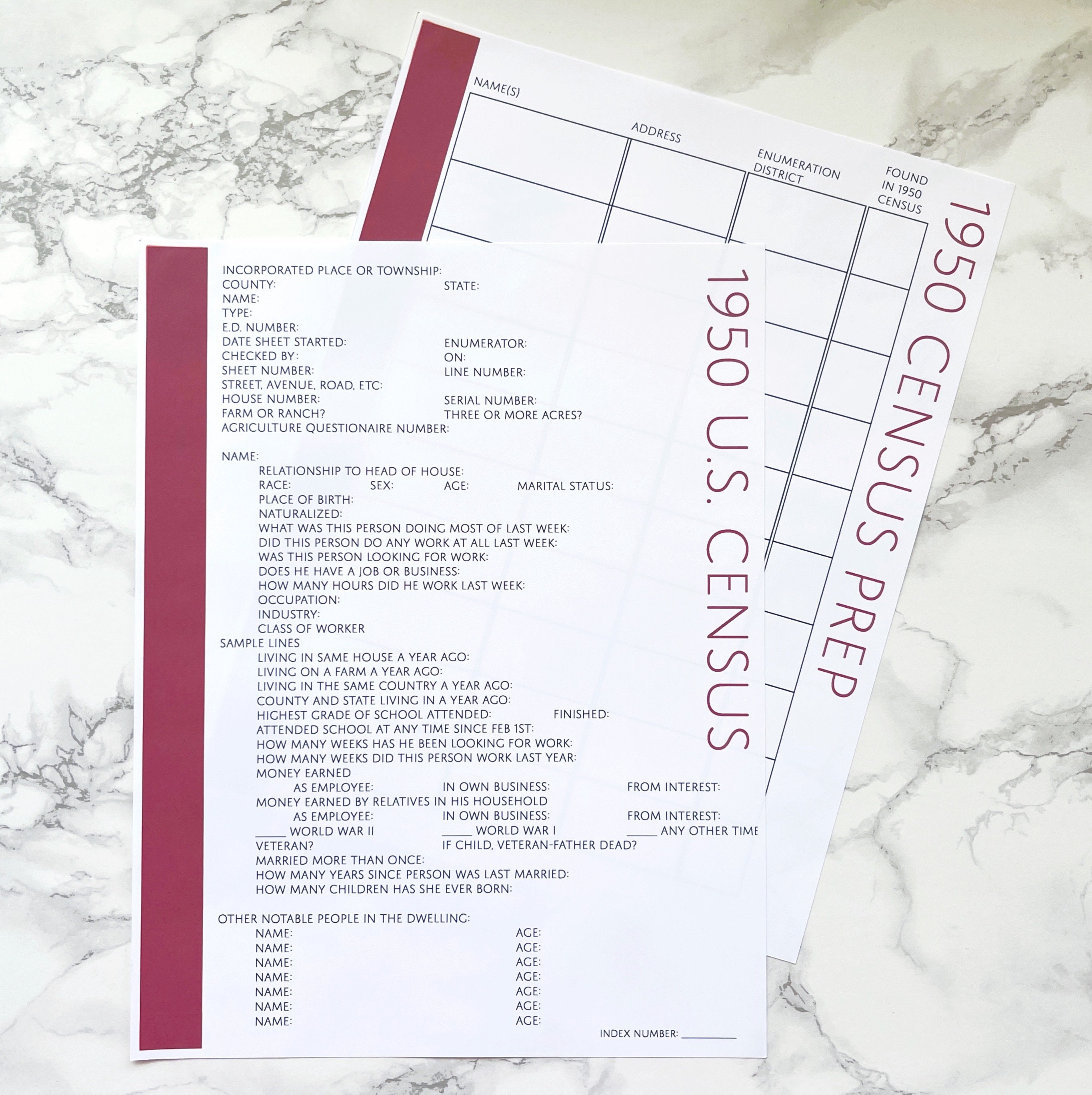 1950 Census Bundle: Printable Genealogy Forms digital - Etsy