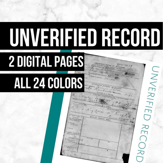 Unverified Record Page: Printable Genealogy Form digital | Etsy