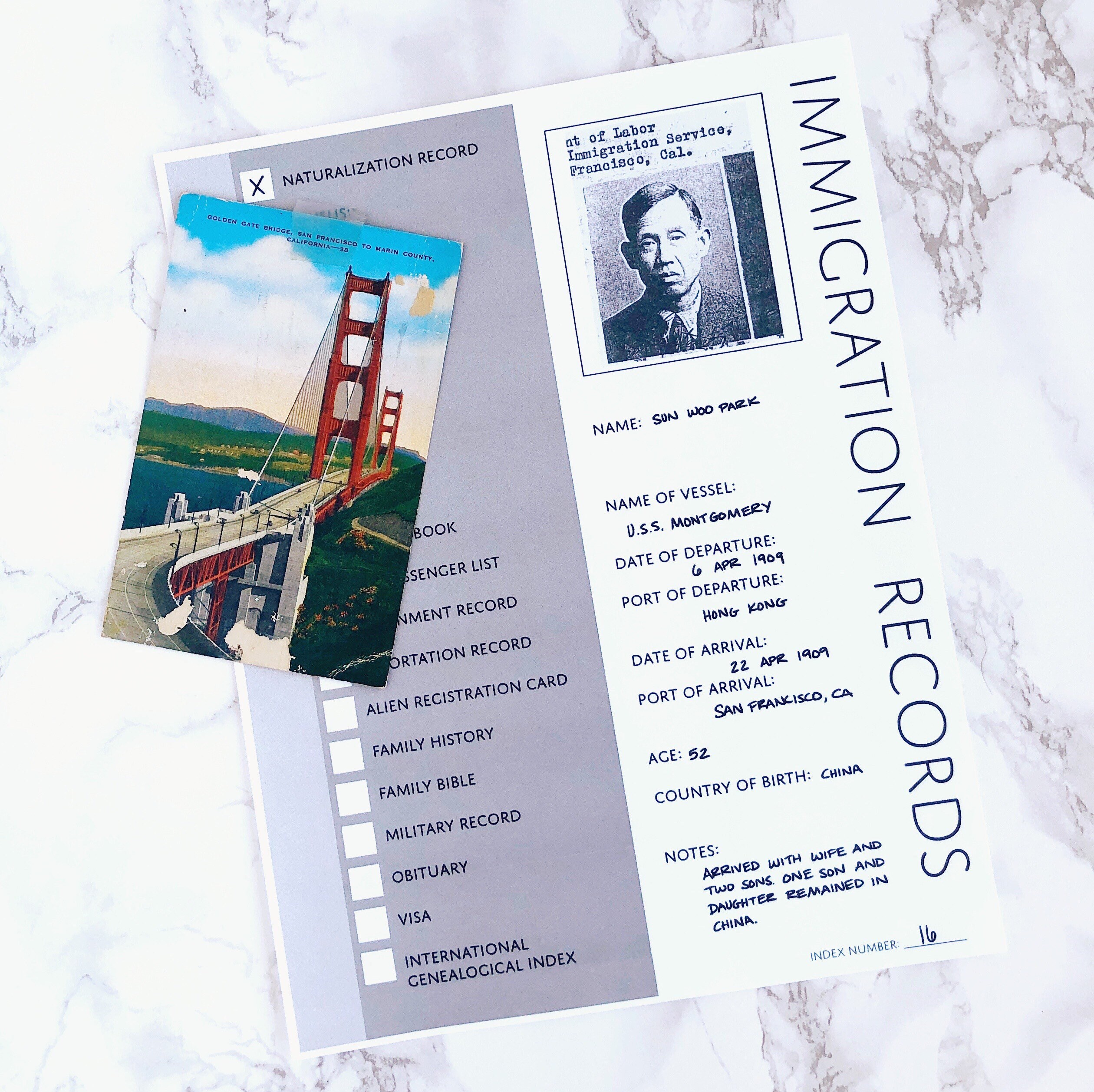 Ancestor Immigration Records Page: Printable Genealogy Form - Etsy