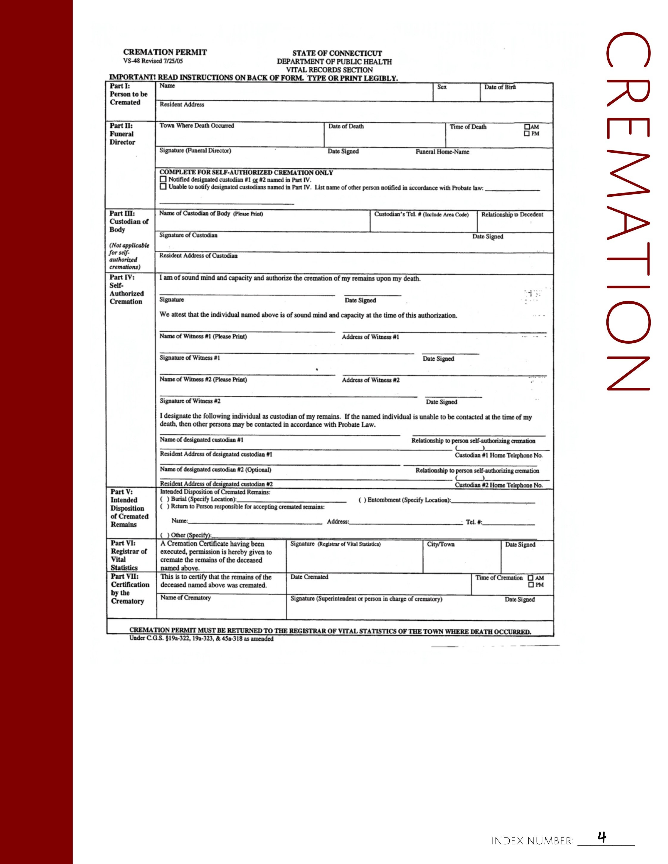 Cremation: Printable Ancestry Form for Genealogy (digital Download ...