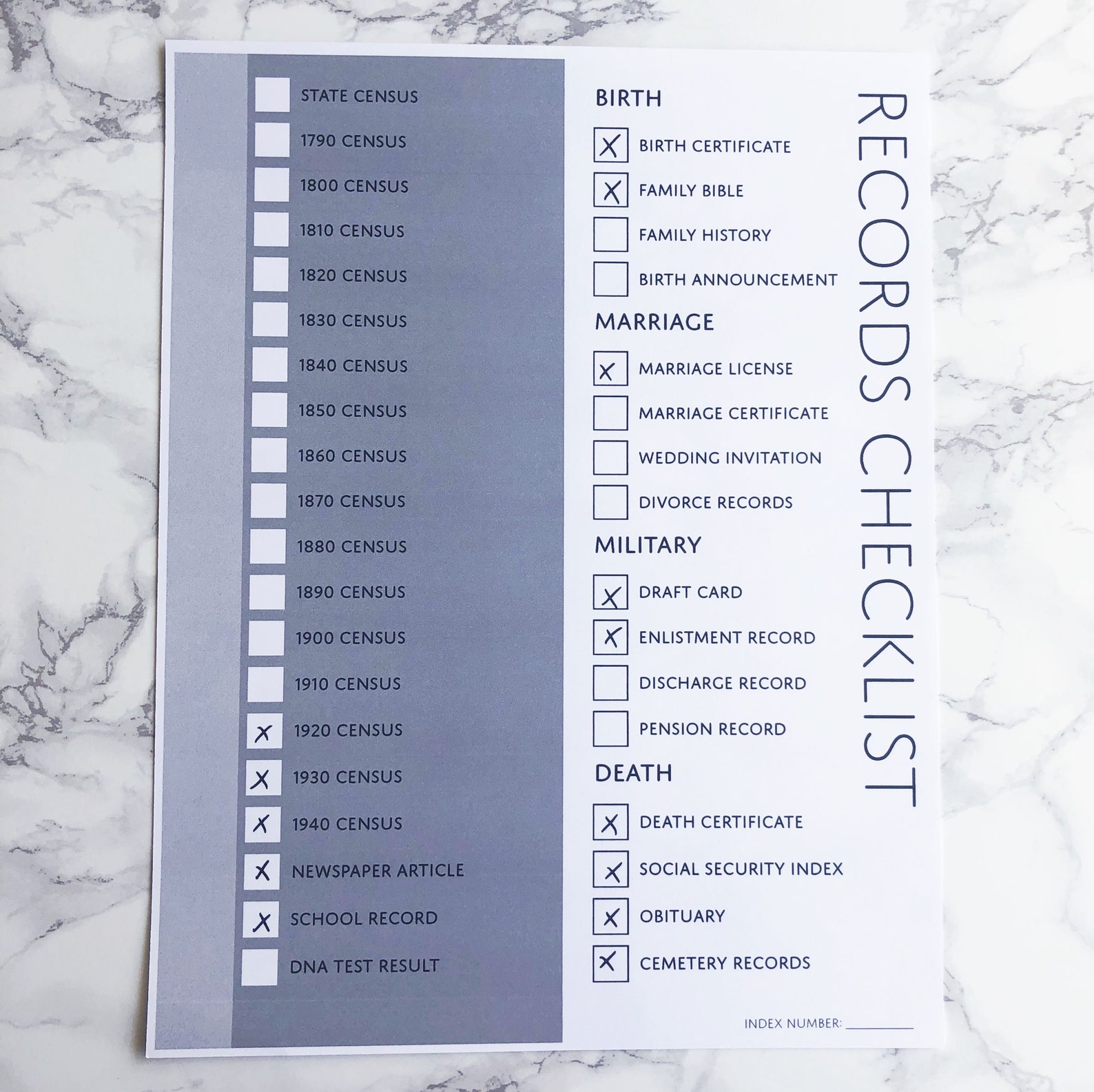 Family History Records Checklist: Printable Form for Genealogy - Etsy ...