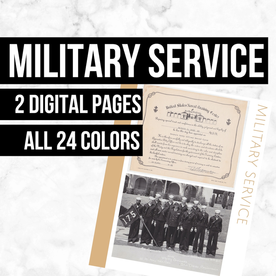 Military Service: Printable Genealogy Form (digital Download) - Family ...