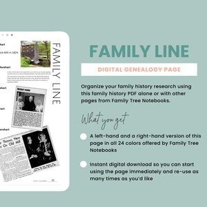 Family Line: Printable Genealogy Form digital Download Family Tree ...