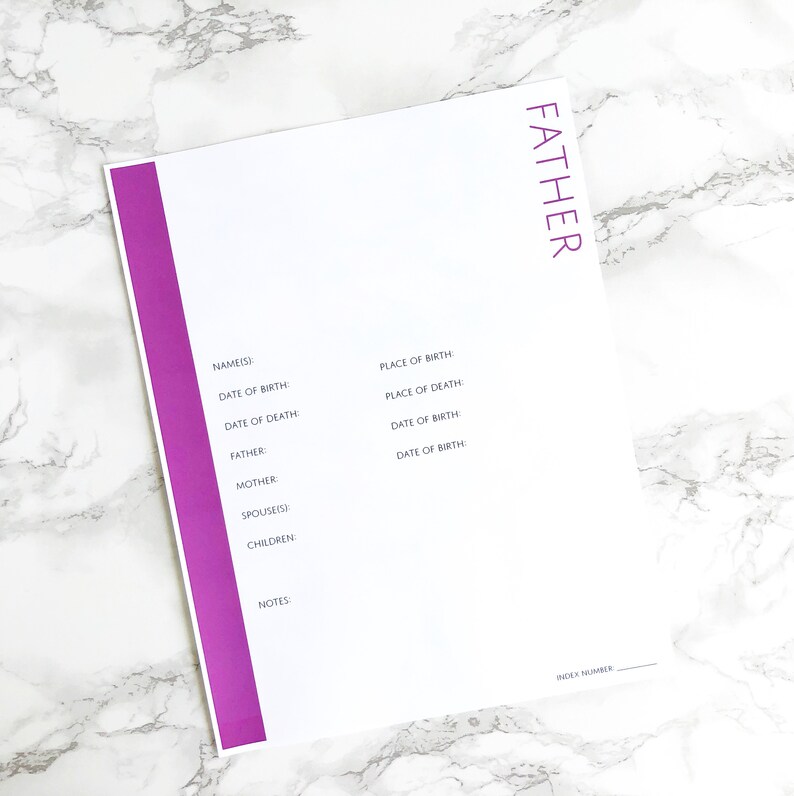 Father Profile Page With No Photo Frame: Printable Genealogy Form ...