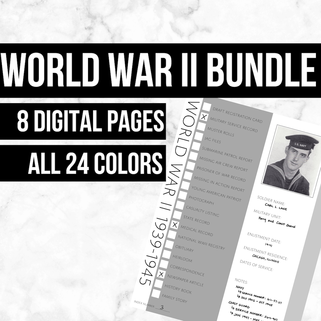 World War Two Bundle: Printable Genealogy Forms digital Download Family ...