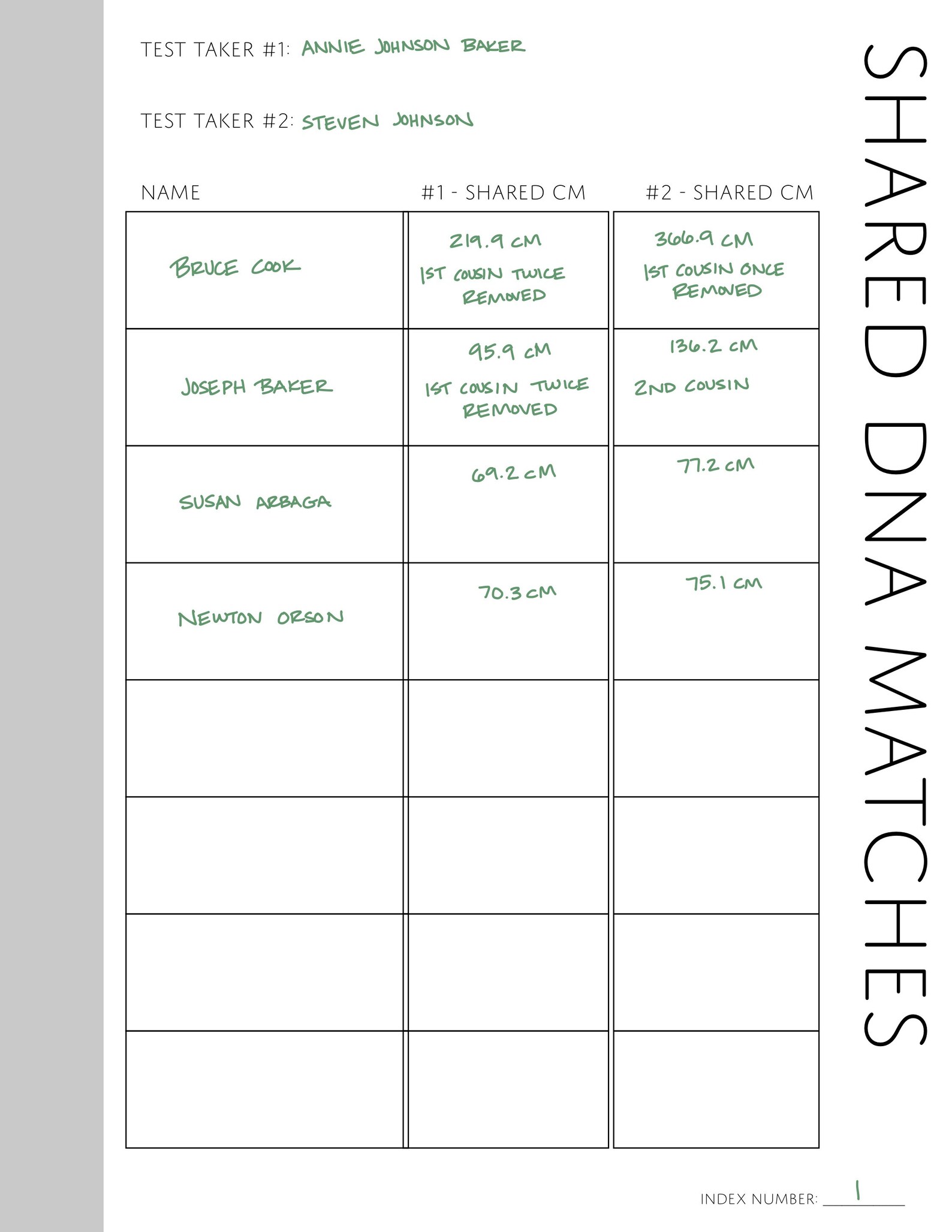 Shared DNA Matches: Printable Genealogy Form digital - Etsy