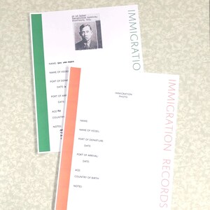 Ancestor Immigration Records Page: Printable Genealogy Form for Family ...