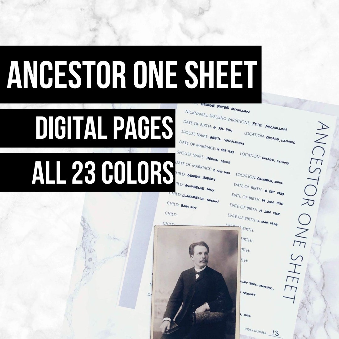 Ancestor One Sheet: Printable Genealogy Form (digital Download ...