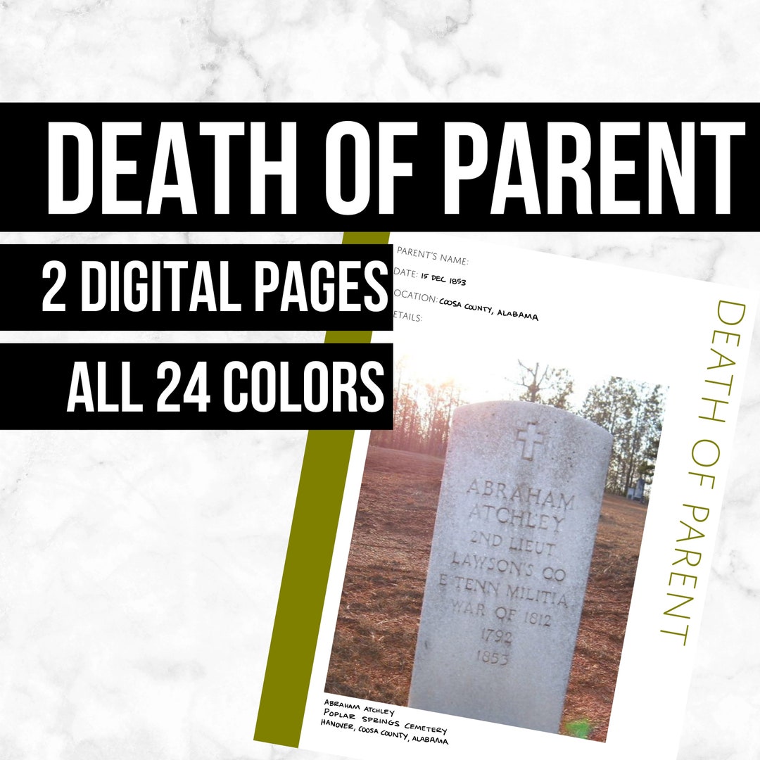 Death of Parent: Printable Genealogy Form digital Download Family Tree ...