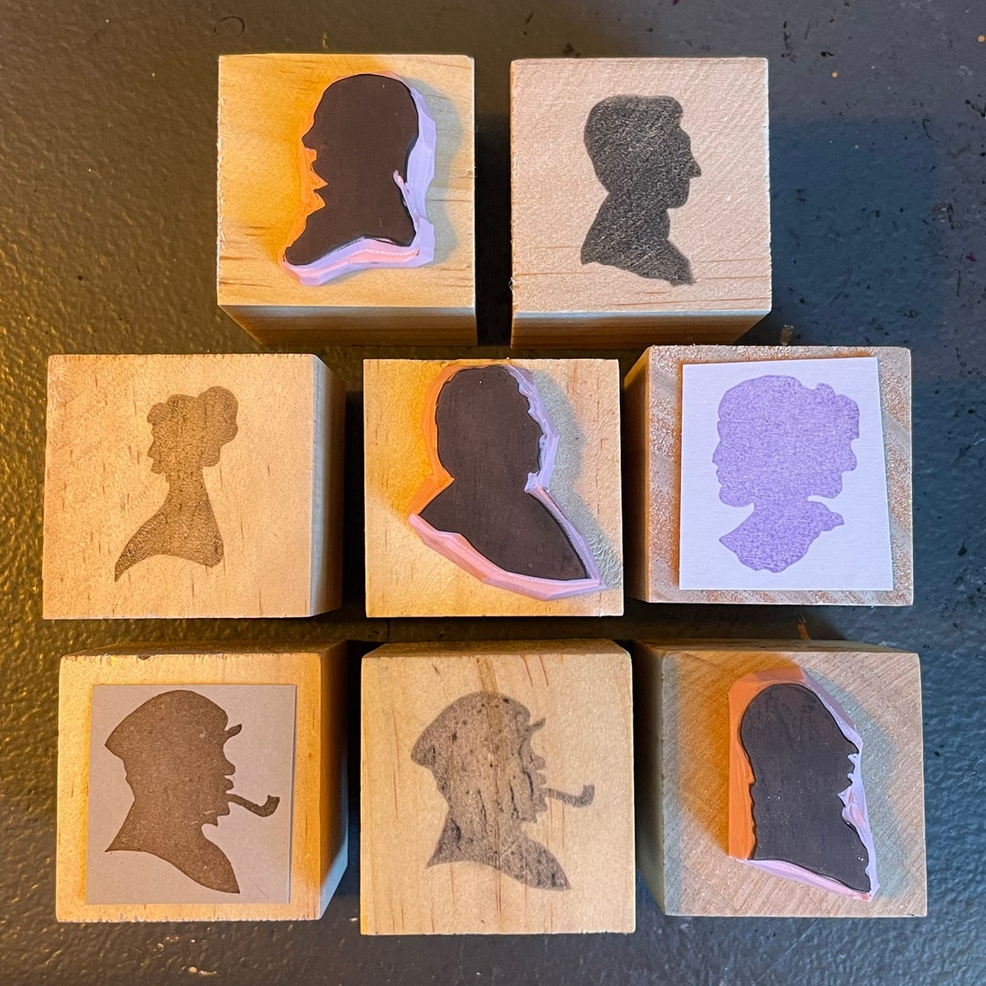 Silhouette Stamps, Profile, Shades, Cameo, Victorian. Hand Carved ...
