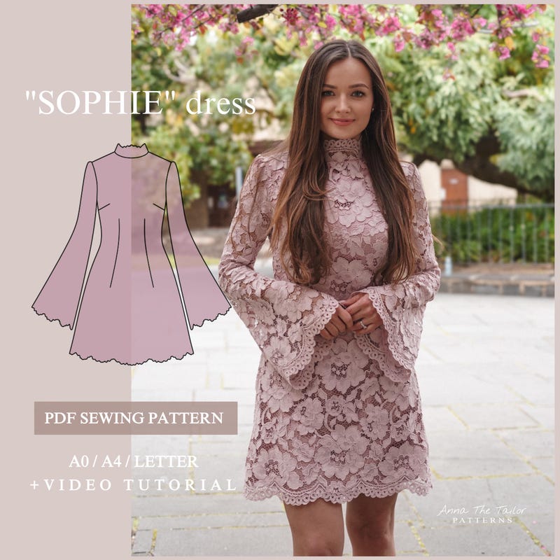 Satin Lace Dress Pattern - Etsy