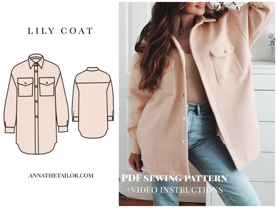 Lily Coat Shirt Printable Sewing Pattern A4 Pdf Digital - Etsy Canada