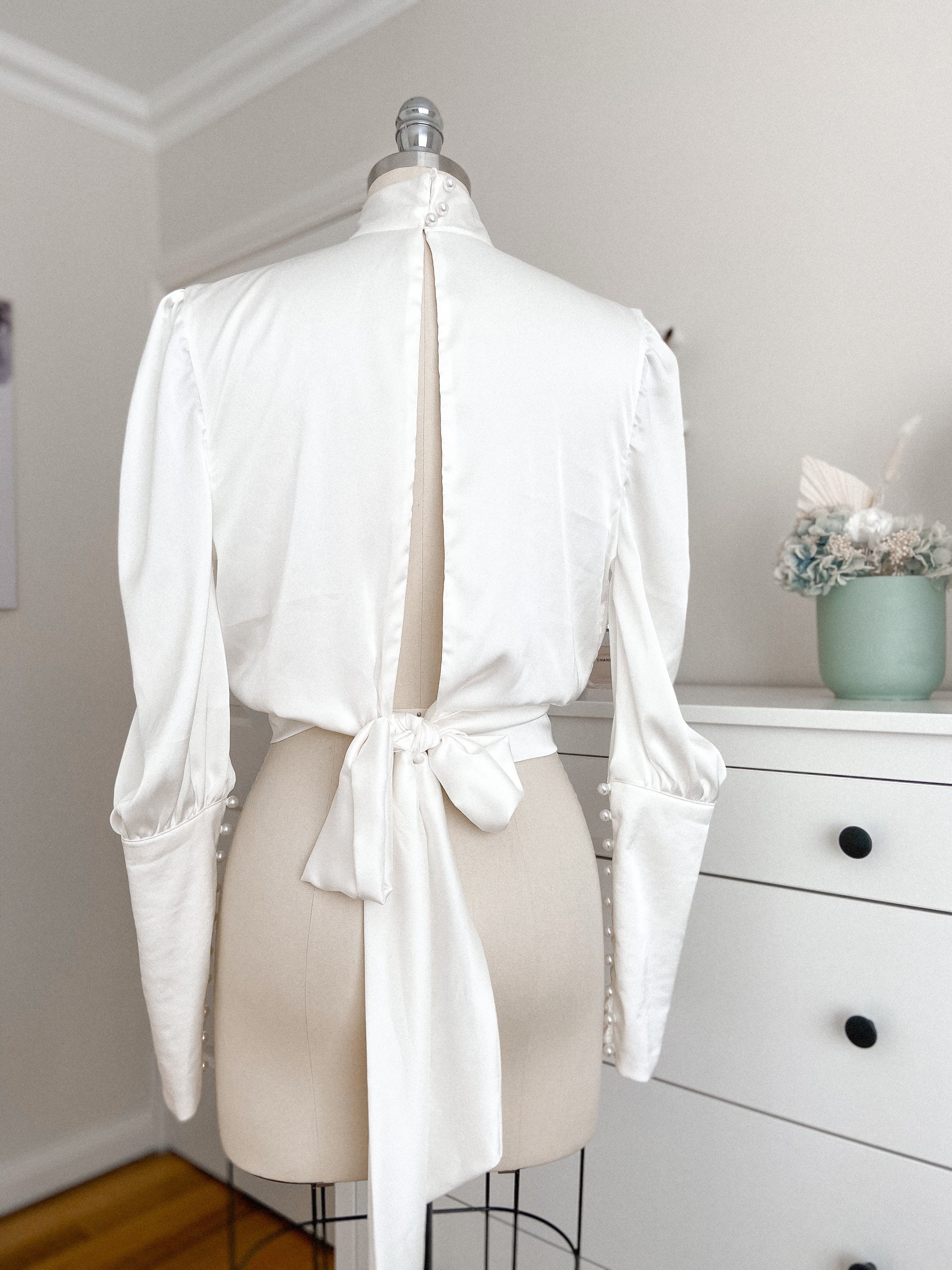 Louise Silk Blouse Sewing Pattern, Open Back With Tie (A4 PDF Download ...
