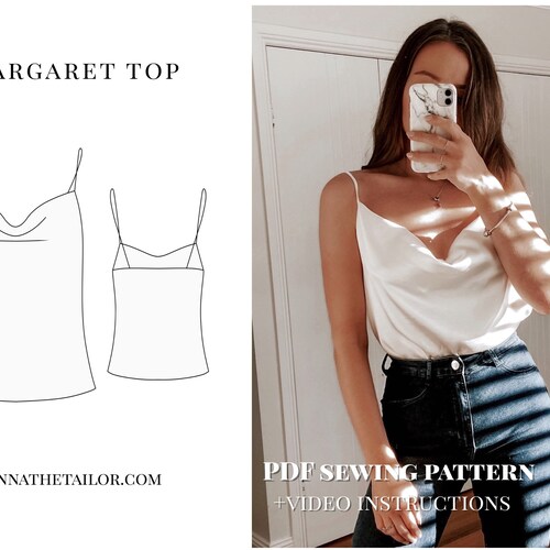 Courtney Cami Silk Slip Top Printable Sewing Pattern A4 Pdf - Etsy