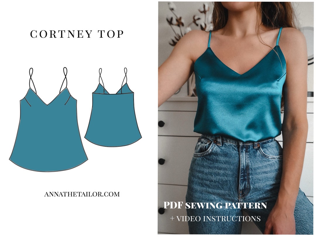 Courtney Cami Silk Slip Top Printable Sewing Pattern A4 Pdf - Etsy