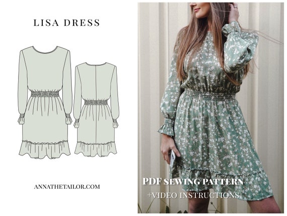 Lisa Long Sleeve Ruffle Printable Sewing Pattern A4 Pdf - Etsy